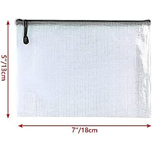 Oaimyy-24PCS-3 x 5" inchs-Mesh Zipper Pouch, Plastic Zip File Folders Puzzle Bags for Organizing,Office Supplies,Travel,Home Storage-Black