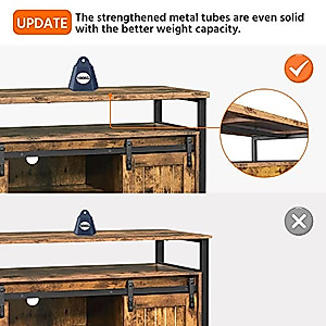 Topeakmart Farmhouse Coffee Bar Cabinet Sideboard Buffet Cabinet with Sliding Barn Doors for Dining Room, Buffet Server Sideboard for Kitchen Living Room, Rustic Brown