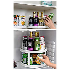 RomanticDesign Lazy Susan Turntable Spice Organizer 2-Tier Non-Skid 11.8 Inch Spice Rack Cabinet Organizer for Cabinets and Pantry, Blue