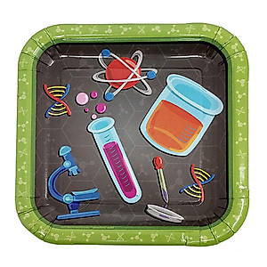 Blue Orchards Science Party Deluxe Party Supplies Pack (143 Pieces for 16 Guests) - Science Party Decorations, Chemistry Party, Mad Scientist Birthday, Plates and Napkins, Science Party Favors