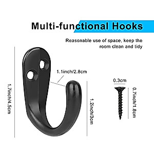 Mzizi Dco Wall Hooks,Coat Hooks Wall Mounted,Single Metal Hooks, Heavy Duty Wall Hooks for Hanging Hat Towel Robe Bag Jacket Clothes (Black 15PCS)