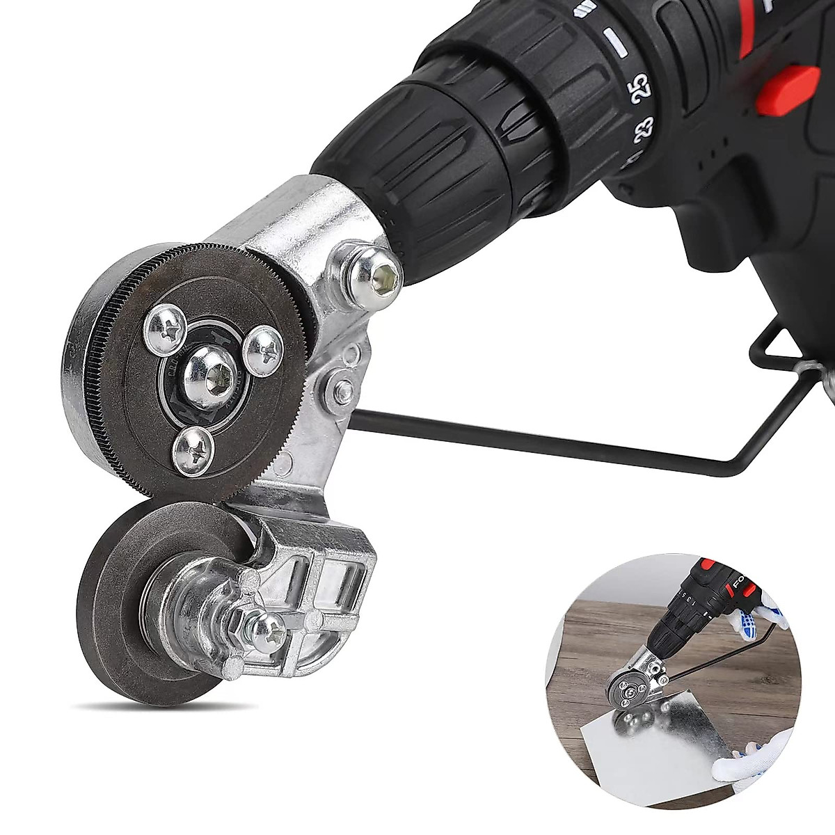 Upgraded Electric Drill Plate Cutter, 2024 Newest Metal Nibbler Drill Attachment with Adapter, DIY Metal Drill Attachment, Sheet Metal Knife for Cutting Iron, White Sheet, Steel,Copper, Aluminum