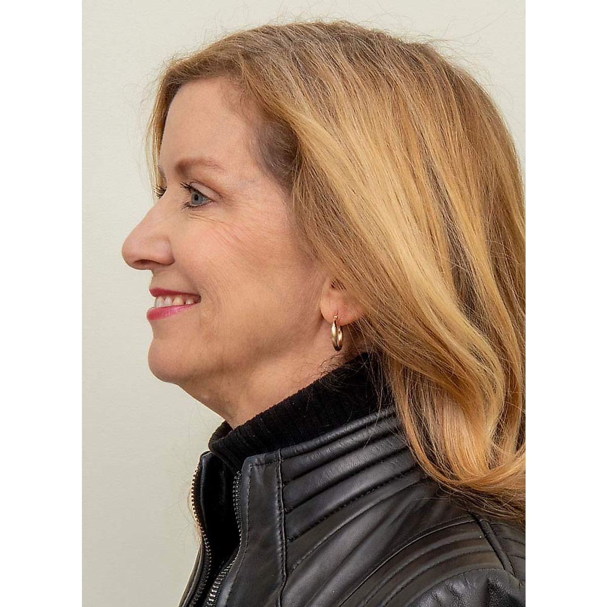 Yellow Gold Diamond Cut 3mm Round Hoop Earrings, (20mm)