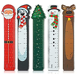 75 Pieces Christmas Theme Bookmark Rulers for Kids Students Snowman Santa Christmas Tree Elk Reindeer Character Bookmarks Xmas Pattern Printed for Christmas Presents Holiday Party Favors Supplies