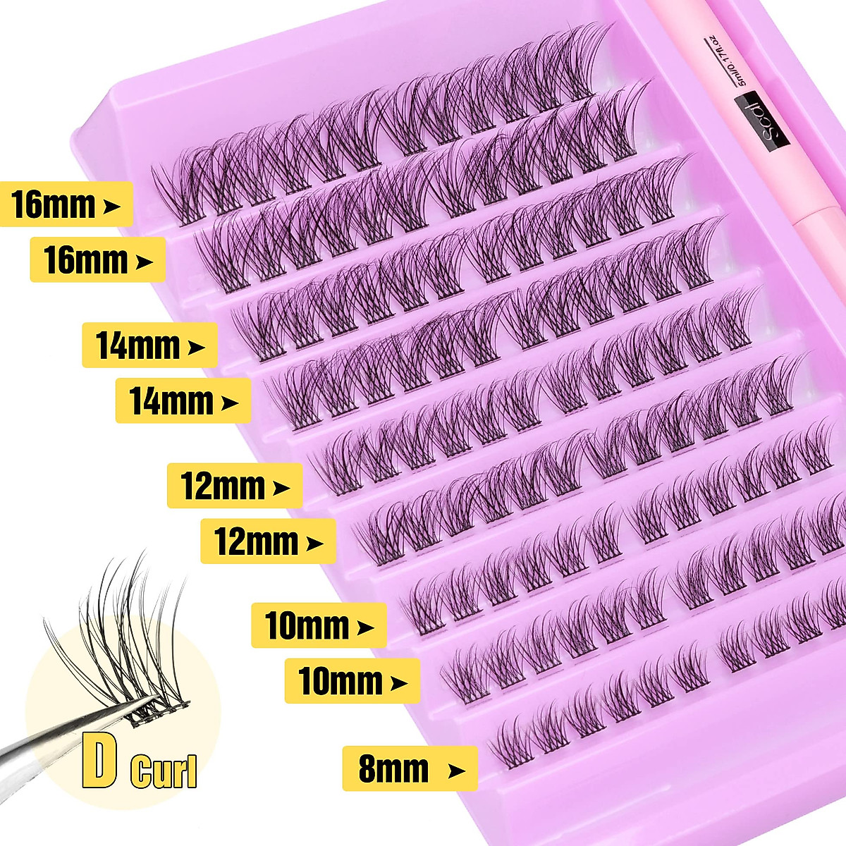 DIY Eyelash Extension Kit Lash Clusters with Lash Glue Bond and Seal Lash Extension Kit Wispy Individual Lashes False Eyelashes