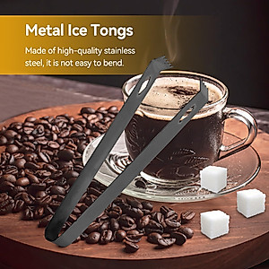 6.7 in Ice Tongs for Ice Bucket, Stainless Steel Ice Tongs with Teeth for Cocktails Metal Tongs Mini Serving Tools Bar Tongs Bar Tools Ice Sugar Cube Tongs Small Kitchen Tongs for Tea Coffee, Black