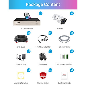 ZOSI 8CH 3K Lite Home Security Camera System Outdoor,AI Human/Vehicle Detection,Night Vision,4pcs 1080P Weatherproof CCTV Cameras,H.265+ 8 Channel Wired DVR with 1TB HDD for 24/7 Recording