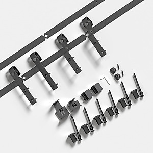 EaseLife 5 FT Mini Cabinet Bypass Sliding Barn Door Hardware Track Kit,Easy Install,Slide Smoothly Quietly,Apply for Storage Window TV Stand and Other Shielding (No Cabinet)