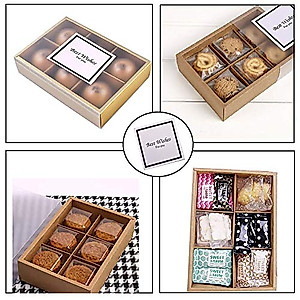 12 Packs Cupcake Boxes,Brown Kraft Treats Gift Boxes with Inserts and Display Windows,Cupcake Containers for Baking Pastries Goodies Biscuits(6 Lattices)