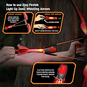 Zing Firetek Arrow Refill Pack, 4X Light up Whistling Arrows, for Long Range Outdoor Play with Friends and Family, for Ages 14 and Up