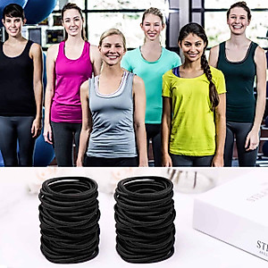 150 Pieces Black Hair Ties for Thick Curly Hair Bulk Hair Ties Ponytail Holders Hair Elastics Bands for Women or Men (4mm)