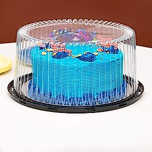 10-11" Plastic Disposable Cake Containers Carriers with Dome Lids and Cake Boards | 3 Round Cake Carriers for Transport | Clear Bundt Cake Boxes/Cover | 2-3 Layer Cake Holder Display Containers