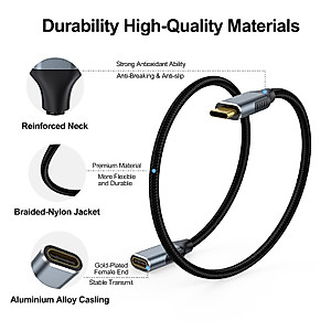 VoroDcip USB C Extension Cable 1FT,USB Male to Female USB Type C Extender Cable 100W/5A Fast Charging & 10Gbps USB 3.1 Gen 2 Data Sync Compatible with Galaxy,Mac Book/Pro, Laptop, Magsafe Charger