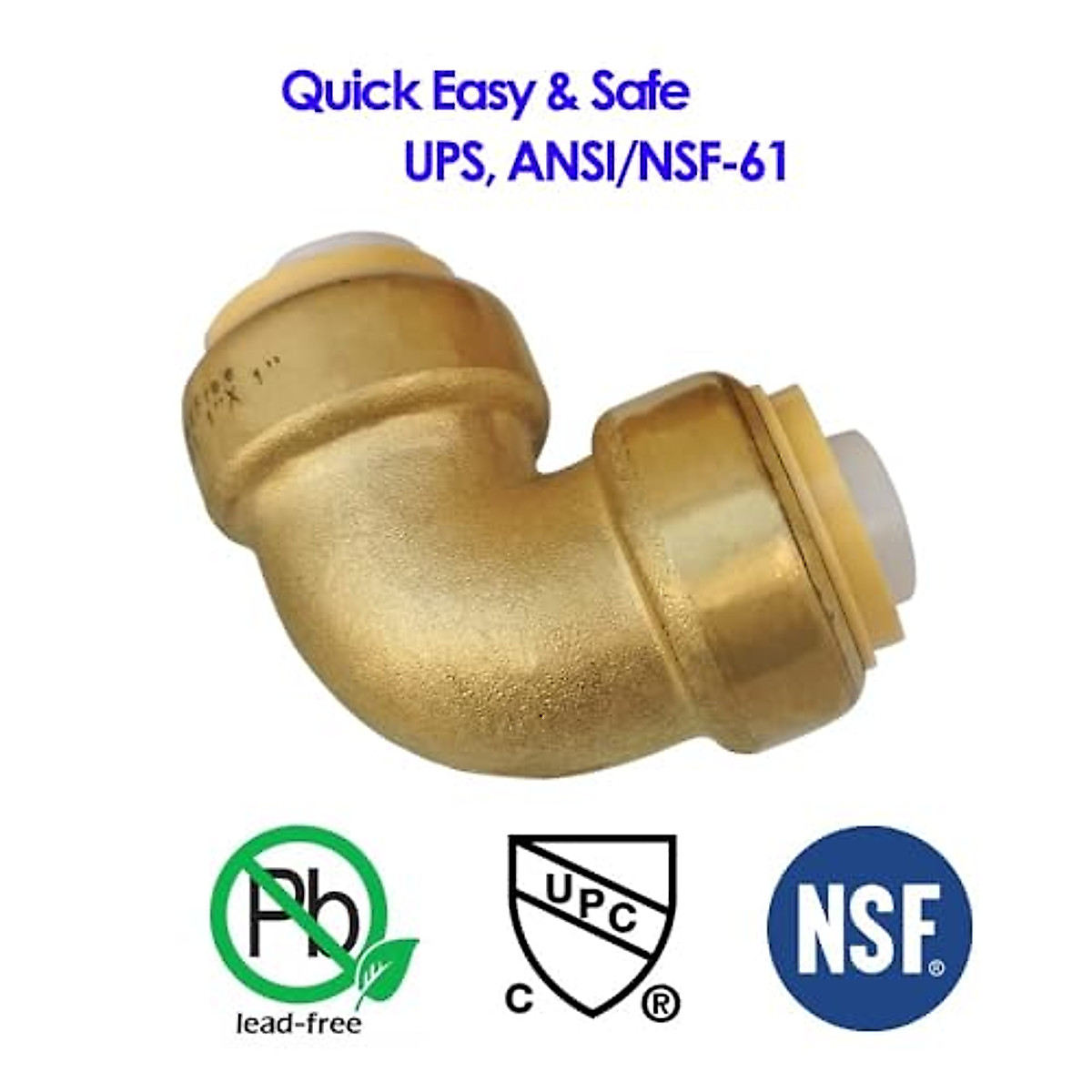 HQMPC Pex Fitting 1" Inch Push Fit Elbow 90-Degree -PEX Fitting 90 Degree Elbow Push-to-Connect Plumbing Fitting for Copper, PEX, CPVC (6 Sets, 1")