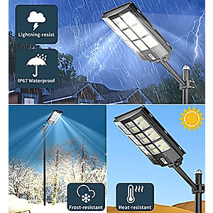 Gefolly 1000W Solar Street Lights Outdoor, 162000LM Commercial Parking Lot Light Dusk to Dawn, 6500K Solar Security Flood Lights with Motion Sensor for Basketball Court, Road, Yard-2 Pack