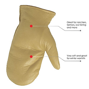 Illinois Glove Company Winter 3M Thinsulate™ Lined Premium Leather Chopper Mittens Style 501 (2X-Large)