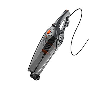 Black and Decker 3 in 1 Convertible Corded Upright Stick Handheld Vacuum Cleaner w/Crevice Tool & Small Brush Attachment Accessories, Gray and Orange