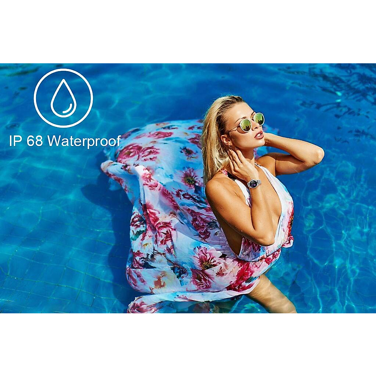 Smart Watch for Women,Elegant&High-end Sylish Stainless Steel IP68 Waterproof Smartwatch Fitness Tracker with Heart Rate Sleep Monitoring Calories Activity Tracker,Gift for Lady Girls,Silver