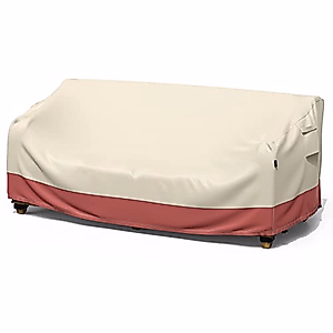 U-COMSO 【Upgraded Heavy Duty 600D Patio Furniture Sofa Covers, 3-Seater Outdoor Furniture Cover Waterproof for Sofa Loveseat Couch(90" W×42" D×32" H),Orange