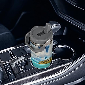 RTFGHJS Caribbean Scenery 30 Oz Tumbler with Handle And Flip Straw, Stainless Steel Vacuum Insulated Travel Mug, Thermal Cup for Coffee, Water, Iced Drinks, Fits Car Cup Holders (Home, Sports)