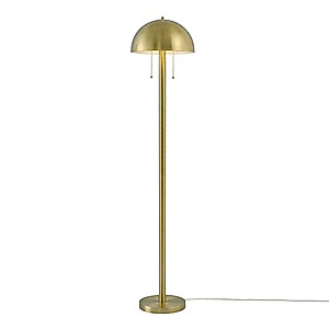 Novogratz x Globe Electric 65786 Haydel 60" 2-Light Floor Lamp, Matte Brass, Double On/Off Pull Chain, Bulb Not Included