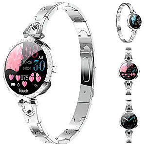 Smart Watches for Women Android Phone for Samsung IOS iPhone, IP67 Waterproof Smartwatches w/Blood Pressure Monitor, Bluetooth Activity Fitness Tracker Wristband Pedometer for Sleep, Silver