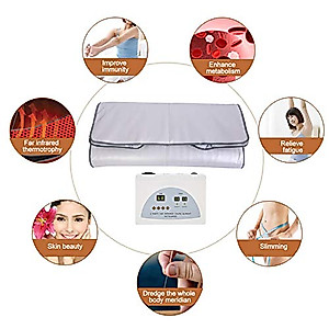 AYNEFY Far in-frared Sauna Blanket, FIR Sauna Blanket Professional Body Shape Slimming Fitness Digital Sauna Heating Machine with Remote Control for Home SPA Beauty Salon 70.47 x 31.69 inch