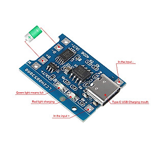 15pcs 5V 1A TP4056 Charging Module Type-C USB 18650 Lithium Battery Charger Board with Protection (Type-C USB)