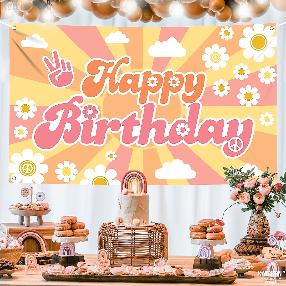 KatchOn, Groovy Birthday Banner - XtraLarge, 72x44 Inch | Groovy Backdrop for Groovy Party Decorations, Groovy Birthday Decorations | Groovy Birthday Party Decorations, Groovy Happy Birthday Banner