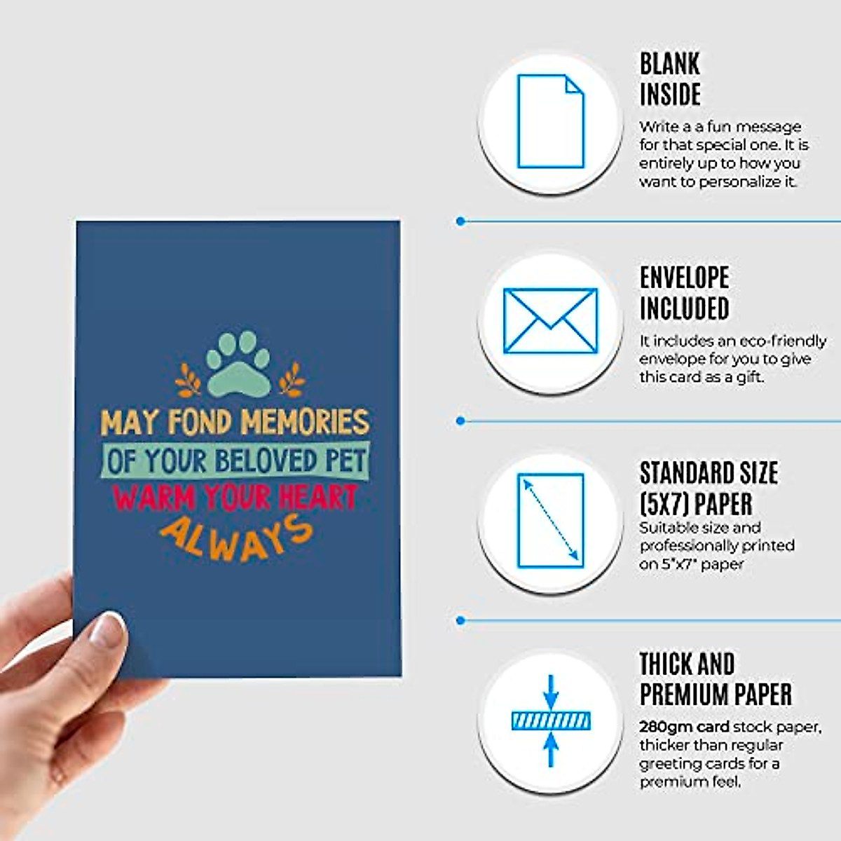 Sympathy card for loss of dog with envelope | Pet sympathy present for dog's passing | May Fond Memories of Your Beloved Pet Warm Your Heart Always