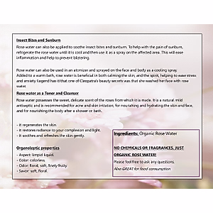 Premium Organic Moroccan Rose Water - 4oz - Imported from Morocco - 100% Pure (Food Grade) No Oils or Alcohol - Rich in Vitamin A & C. Perfect for Reviving, Hydrating & Rejuvenating Your Face & Neck