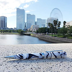 LACHIEVA LUX White Luxury Acrylic Celluloid Finished Ballpoint Pen for Writing. Nice Ball Pen Set Gift for Women & Men. (White/Black)