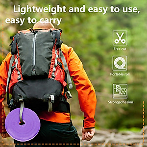 Saisn Reusable Fastening Tape Cable Ties 3/4 Inch Double Side Hook Roll (25 Yard, Purple)