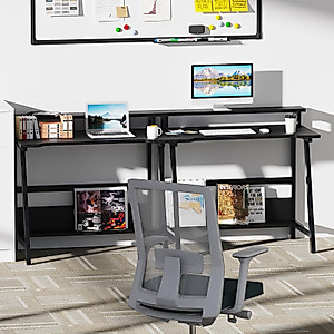ALISENED Computer Home Office Desk, 31.5" Desk for Small Spaces with Storage Shelf,Small Computer Desk with Monitor and Bookshelf, Modern Simple Style Laptop Desk