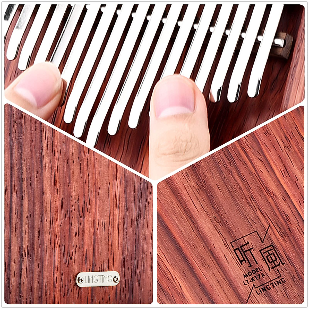 LingTing Kalimba 17 keys Thumb Piano Mbira Finger Piano Gift for Kids Adult Beginners Professional（LT-K17A,wind whisperer)