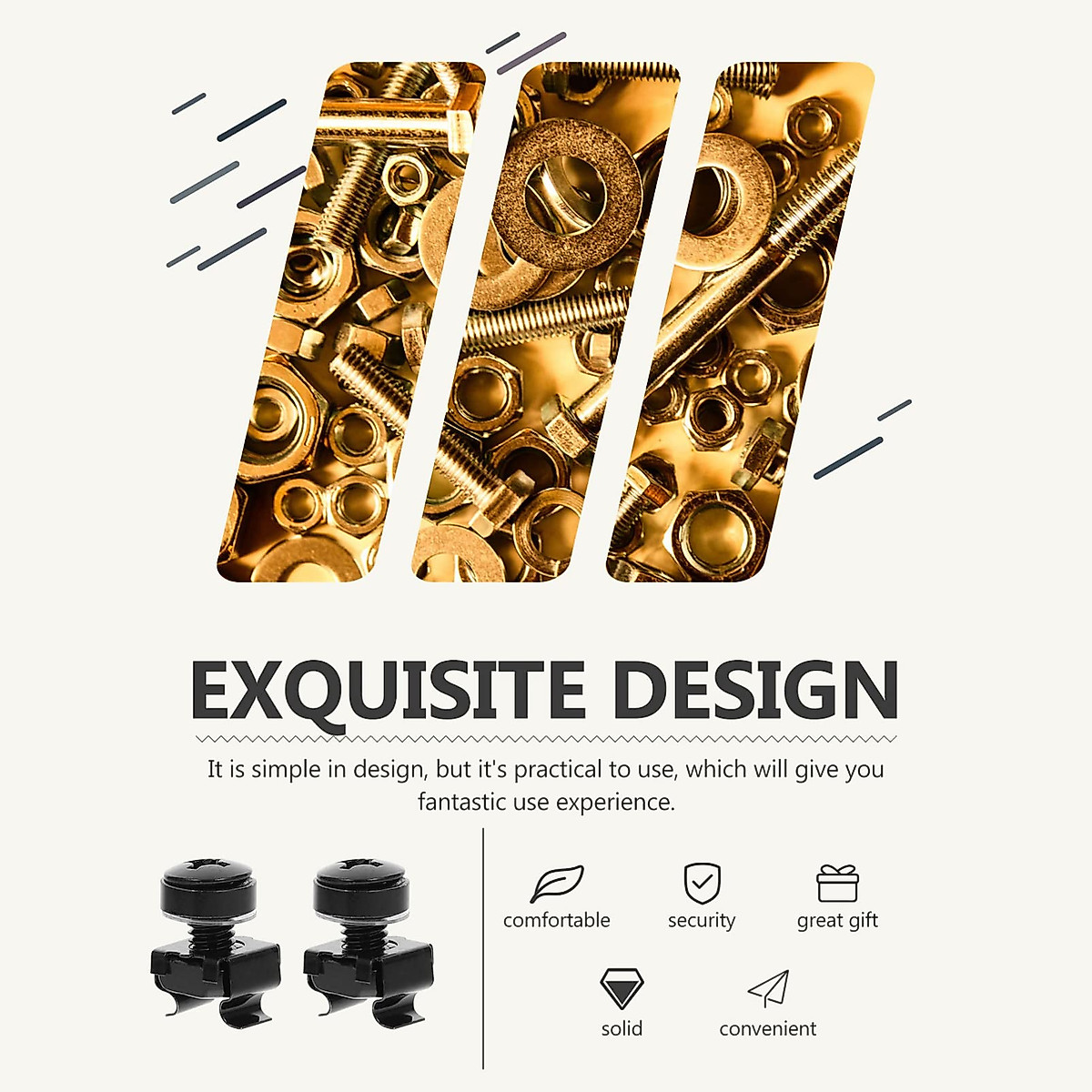 Server Rack Tools 50 Sets Cage Nuts and Screws Screws and Washers for Rack Mount Server Cabinet Rack Mount Server Shelves Black Tool Square Tool