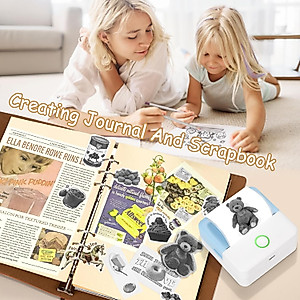 ADBAOBO Sticker Printer, Portable Bluetooth Photo Printer, Pocket Thermal Printer for Study Notes, Scrapbook Supplies, Journals, Receipts, Compatible with Phone & Tablet, 1 Roll Paper, Blue
