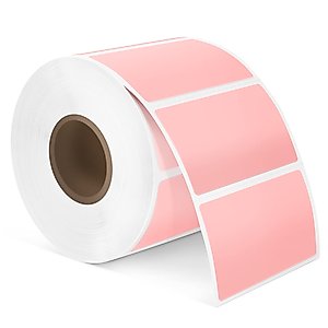 POLONO 2.25”x1.25” Direct Thermal Label, Perforated Sticker Labels for Address, UPC Barcodes, Adhesive Multipurpose Labels Compatible with Zebra,Dymo, Rollo and More Label Printers (1000 Labels, Pink)