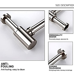 LMMDDP Brushed Gold Brass Euro Basin Bottle Plumbing Wash Pipe Waste Bathroom Sink Trap Style Siphon (Color : Brushed gold)