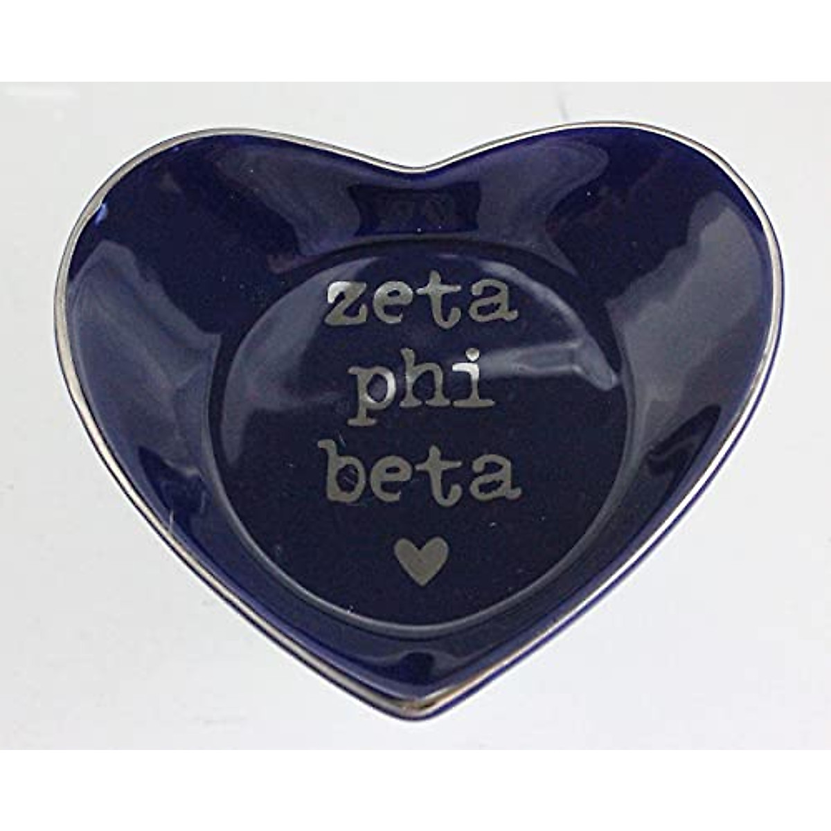 Sorority Shop Zeta Phi Beta Jewelry Dish - Heart-Shaped High-gloss finish Ceramic tray with Gold Detailing, Multi-Function Ceramic Ring Dish for Home or Office, Ideal for Jewelry and Keys