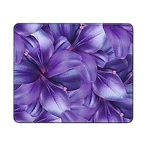 Purple Lily Flowers Printed Mouse Pad with Non-Slip Rubber Base Gaming Mouse Pad for Wireless Mouse Computers Laptop Office 10.2 x 8.3 in