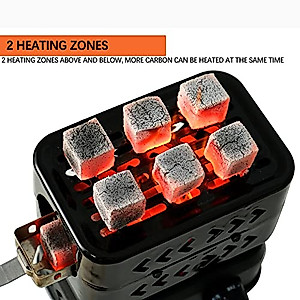 minkah Multipurpose Turbo Coal Burner 3D 360° Faster Heating Electric Stove Coconut Charcoal Starter 2 Heating Zones, 1200W High Power Cube Coil Burner Fire Starter