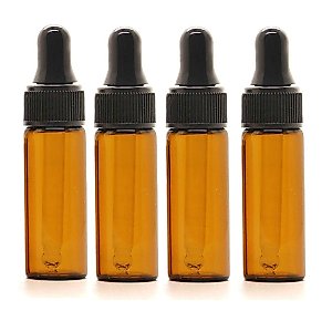 Amber Dropper Bottles-100Pcs 5ml Cute Essential Oil Bottles with Eye Dropper Dispenser for Perfumes Cosmetic Liquid Aromatherapy Chemistry Lab Sample Storage Jars Vial Container (Black Screw Cap)