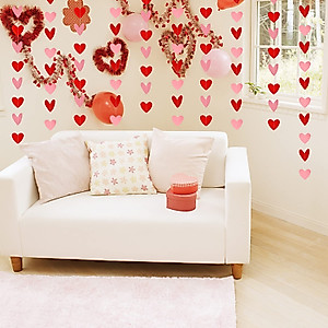 CCINEE 10 Pack Valentines Red Pink Heart Hanging Garland Banners Paper Heart Hanging String Garlands Valentine Hanging Heart Decoration for Valentine's Day Wedding Engagement Home Party Decor