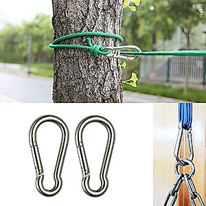 GRANDBUY 4 Inch Large Spring Snap Hook Carabiner, 304 Stainless Steel Snap Hook Heavy Duty Carabiner Clip, Stainless Steel Spring Snap Hook Carabiner Carabiner Outdoor (4 inch,2 Pack)