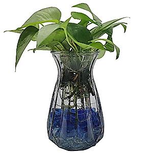 ZRTNY Blue Flat Bead Glass Beads Vase Fillers Fish Tank Aquarium Pebbles Decoration Gem Flat Beads Filled Marbles Bulk (1LB)