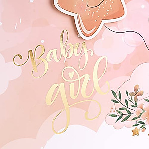 WRAPAHOLIC 16" Extra Large Baby Girl Gift Bag with Card and Tissue Paper - For Baby Shower, New Baby