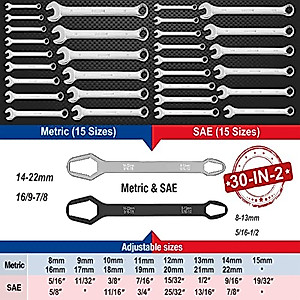 8-22mm Universal Wrench Set,Adjustable Double-ended Self-tightening Torx Wrench Tools,Multi-function Torque Wrench,Multi-purpose Plum Wrenches For Cycling Outdoor Or Home Car Maintenance (2 PCS)