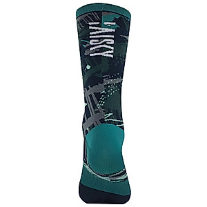 Baisky Cycling Crew Socks-Disguise Green-Training Mid Calf Socks for Biking Running Sportswear