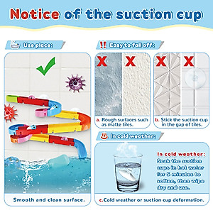 Bath Toys for Kids Ages 3-4-8 Toddler Bathtub Toys Slippery Slide Track DIY Mold Free Shower Toddler Toys with Suction Cups Birthday Gift for Boys Girls Bath Time Ages 3 4 5 6 7 8(38PCS)